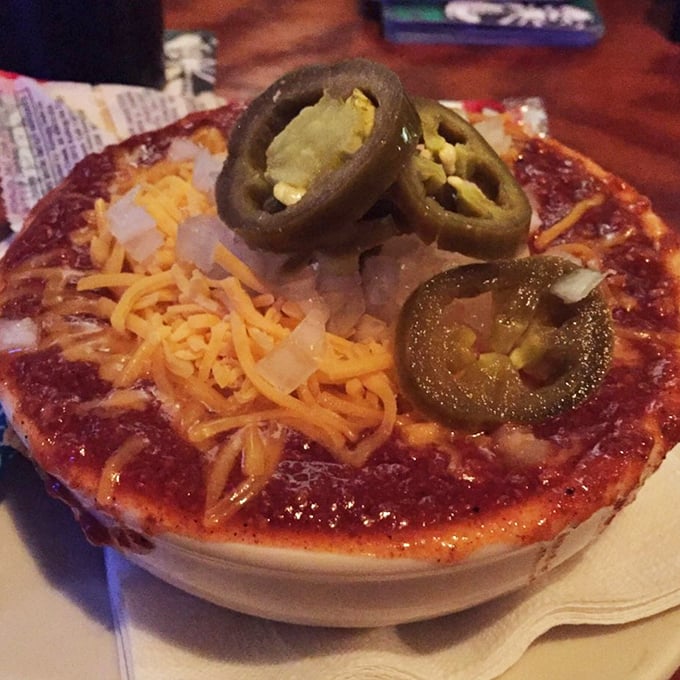Cincinnati-style chili topped with cheese, onions, and jalape&ntilde;os &ndash; a spicy symphony in a bowl that's worth crossing state lines for.