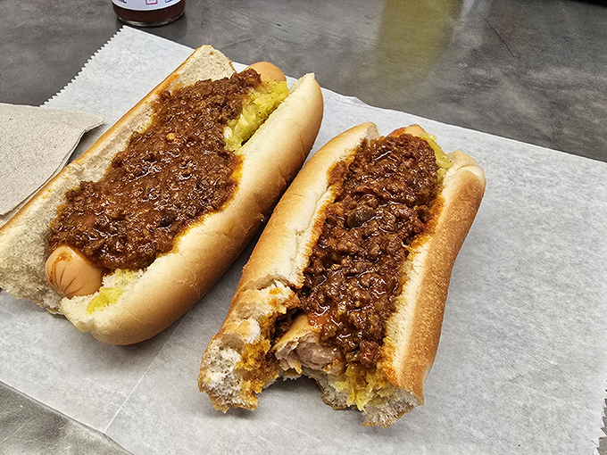 The legendary chili, topped with diced onions, is a bowl of comfort that makes you wonder why anyone bothers with fancy food.