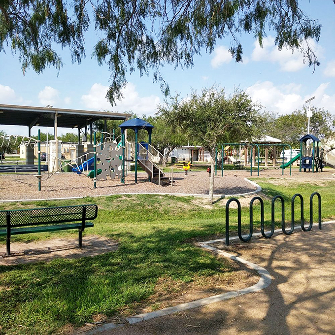 A community park provides a green respite where local families gather, proof that even quiet towns need spaces for play and connection.