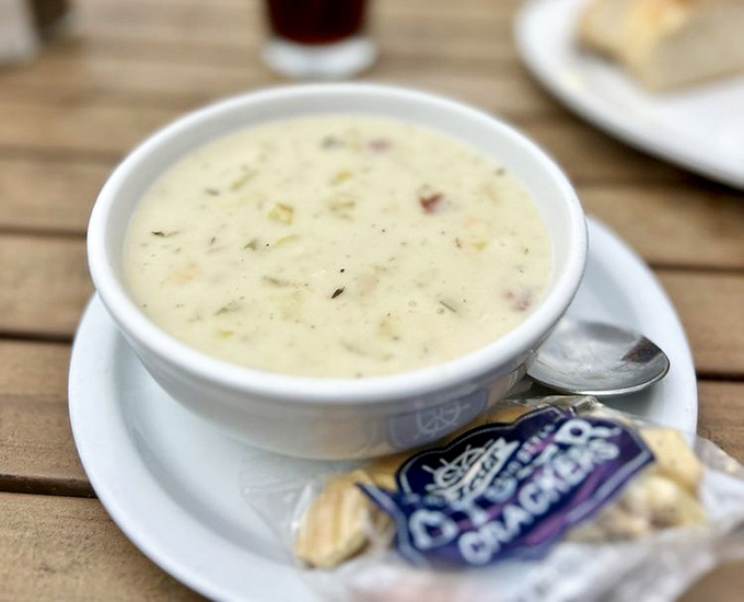 This isn't just clam chowder; it's a creamy bowl of maritime magic that makes you wonder why you'd eat anything else.
