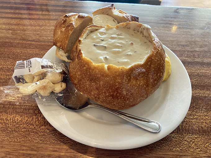 Behold the holy grail&mdash;a sourdough fortress cradling creamy clam chowder that makes you question why you've wasted time on lesser versions.