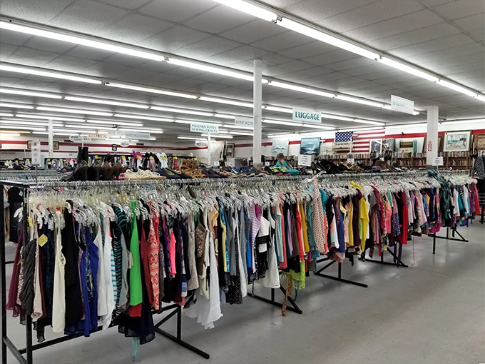 The clothing section stretches further than your last diet resolution, with color-coded racks that make finding your size a breeze.
