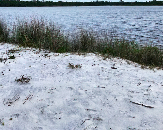 Where lake meets wilderness: Western Lake's calm waters offer a perfect mirror to the sky, framed by pristine white sand shores.