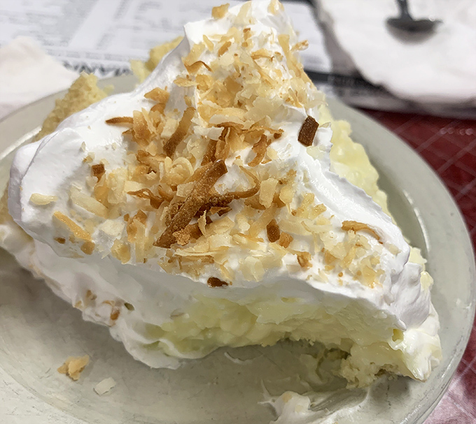 Behold the Everest of coconut cream pie! That meringue defies both gravity and restraint&mdash;you'll need to plan a strategy of attack.