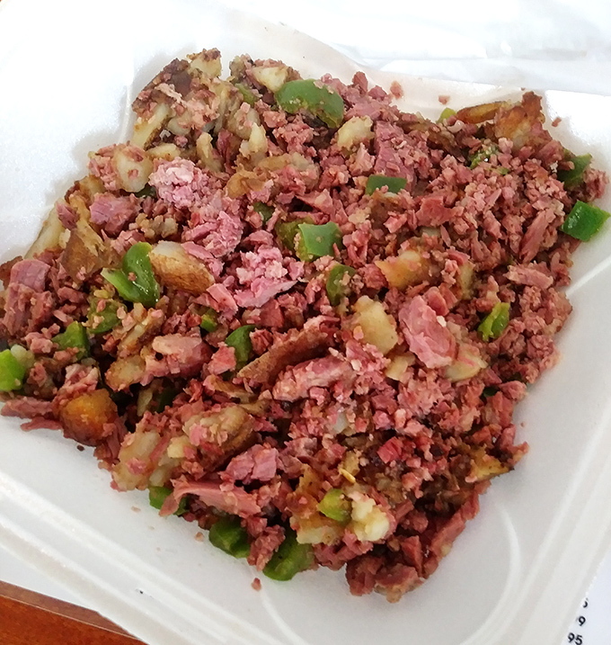The legendary corned beef hash in its natural habitat. Chunks of meat and potatoes living their best life together&mdash;a relationship counselor couldn't create better harmony.