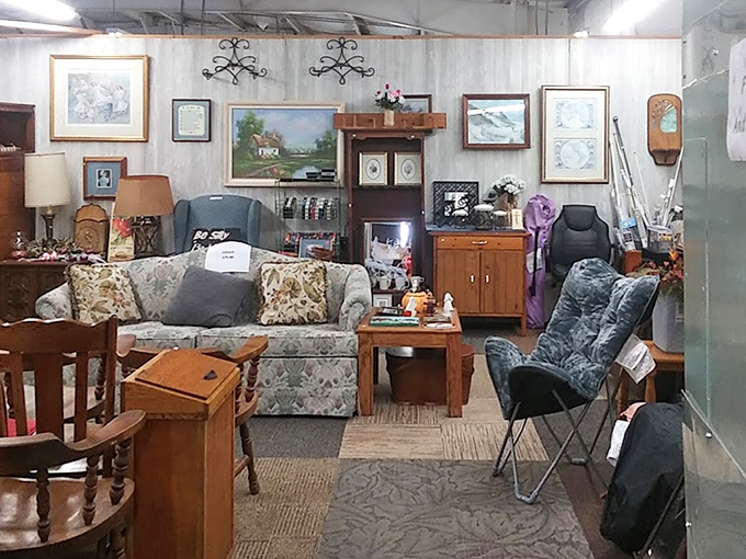A living room vignette that could be straight from Grandma's house&mdash;minus the plastic-covered sofa and constant offers of food.