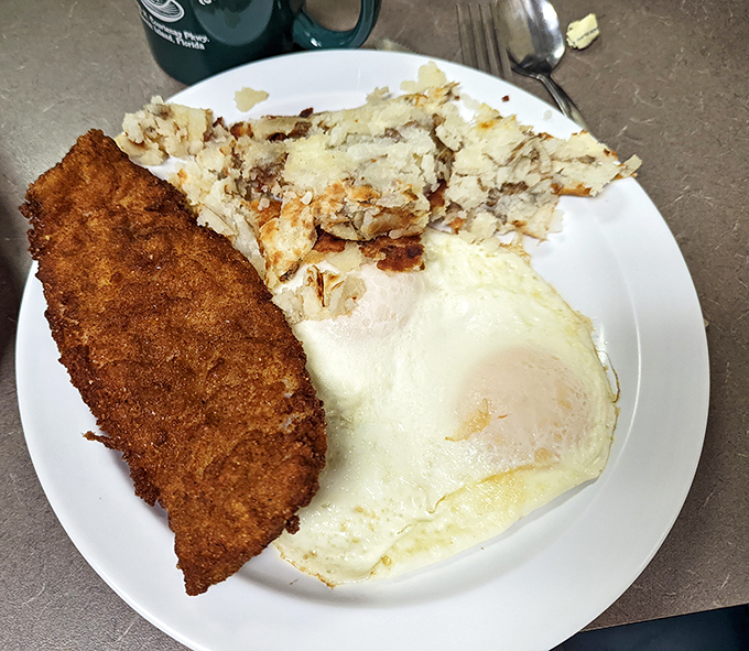 Country fried steak that would make your Southern grandmother weep with joy. Crispy exterior, tender interior, and not a molecule of pretentiousness in sight.