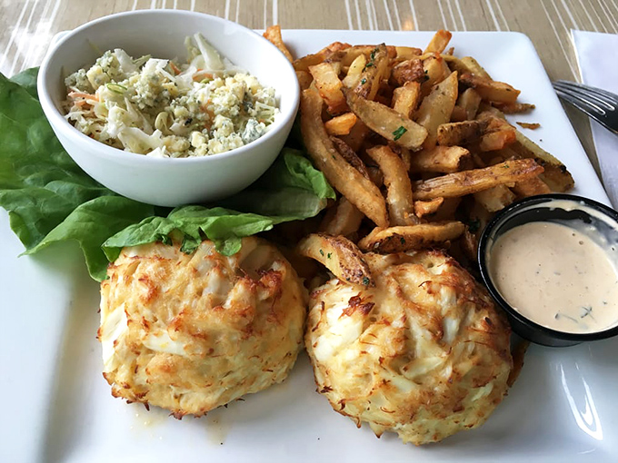 Crab cake nirvana! These golden-crusted beauties contain so much lump crab meat, they're practically held together by wishful thinking and a prayer.
