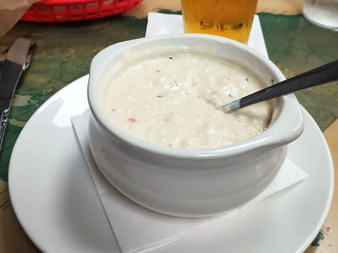 Behold the legendary She Crab soup in all its creamy glory. This velvety concoction has launched a thousand return visits and zero regrets.