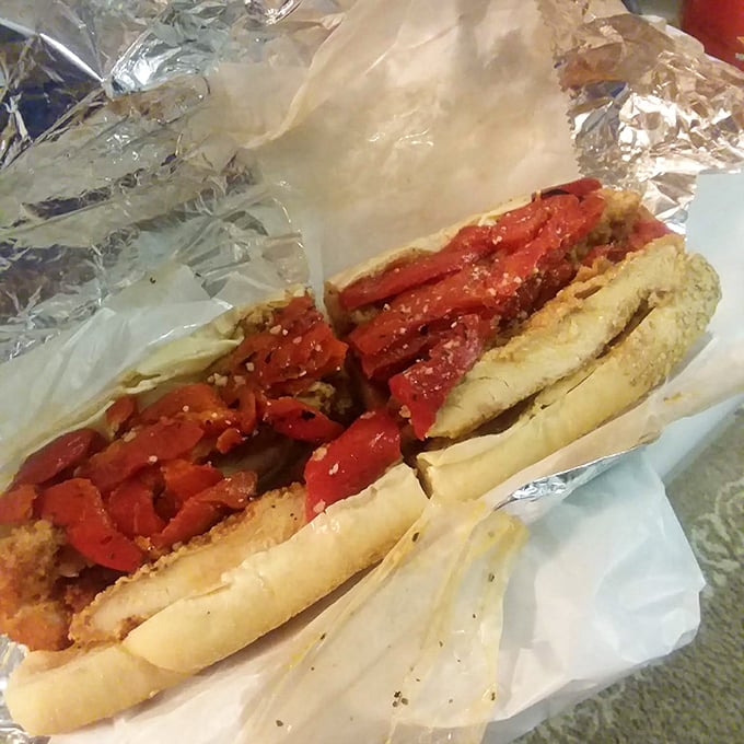 Behold the chicken cutlet sandwich in all its glory&mdash;roasted peppers adding that sweet-smoky kiss that makes you close your eyes with each bite.