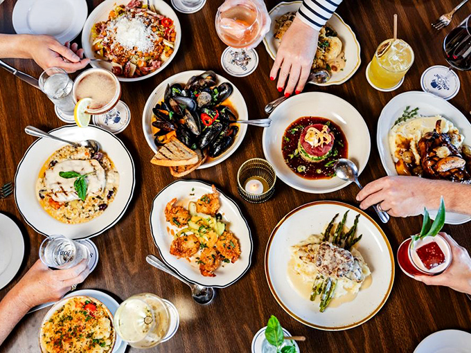 Dinner with friends becomes an edible art exhibition. Each plate competes for attention like siblings vying for the last beach chair.