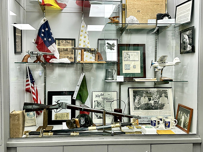 History buffs rejoice! This display case houses artifacts from a time when protecting your salt supply was serious business.