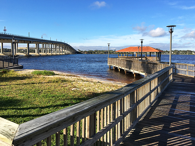 Where river meets sky&mdash;this peaceful fishing dock offers front-row seats to Florida's daily watercolor show, no reservation required.