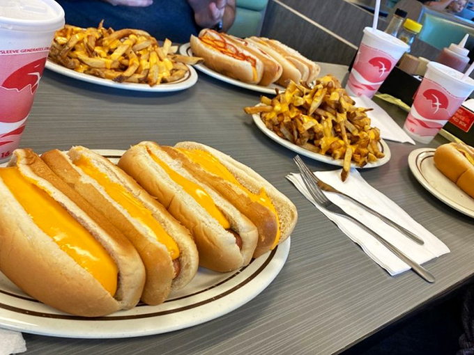Behold the cheese dogs in their golden glory! Like sunshine on a bun, these beauties make you question why you'd ever eat anything else.
