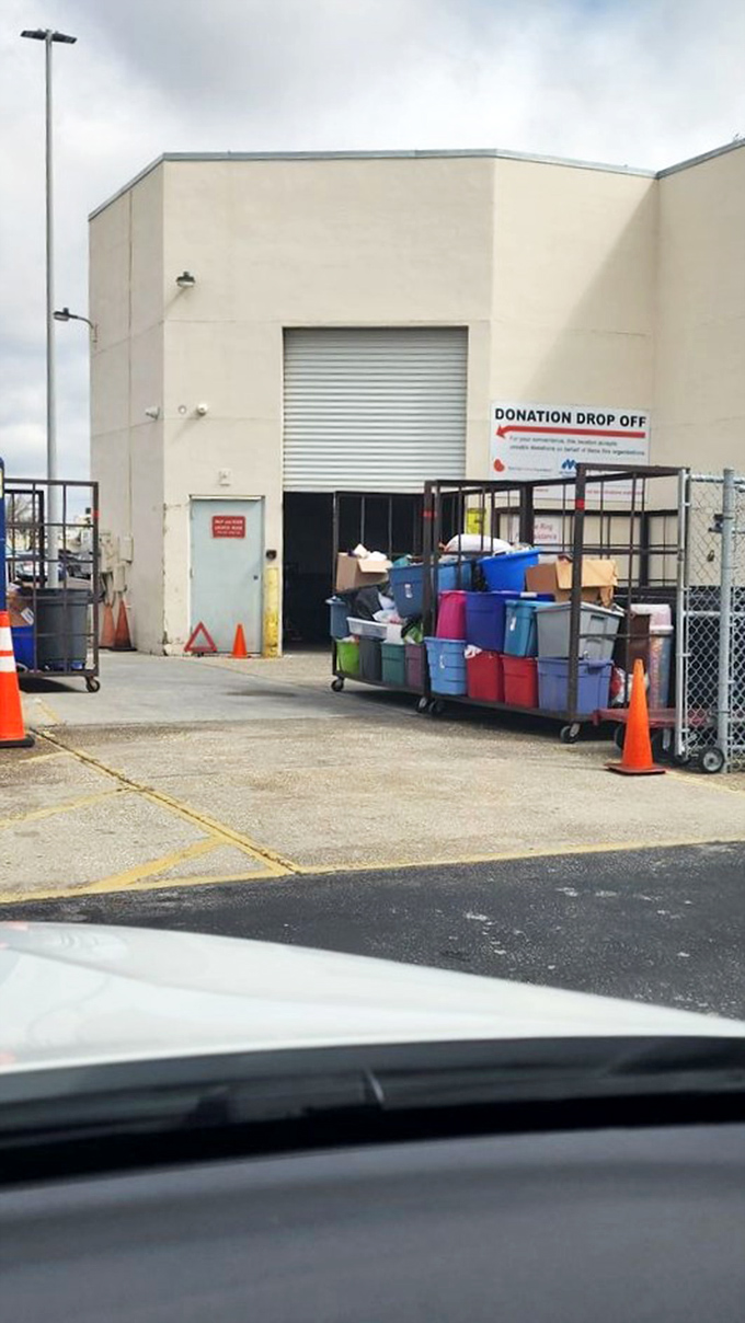 Behind every great thrift store is a donation area that looks like this—the backstage pass to tomorrow's bargain bonanza.