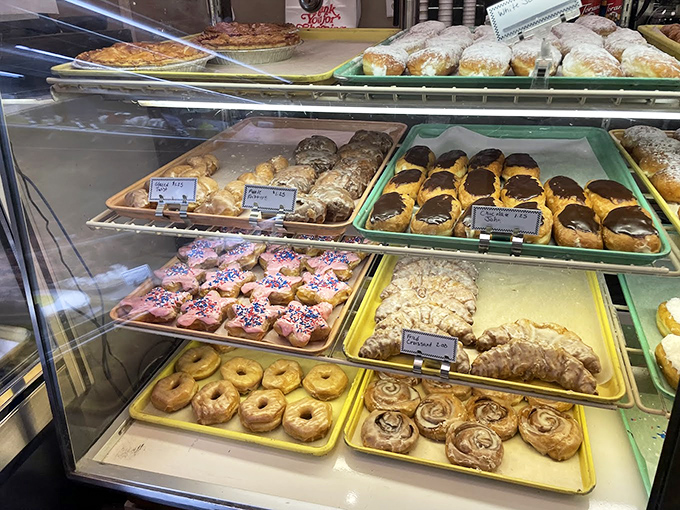 Donut heaven exists, and it's arranged in neat trays behind glass. The hardest workout you'll get is exercising your willpower not to order one of each.