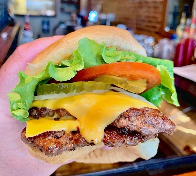 This double-stacked beauty could make a vegetarian question their life choices &ndash; melty cheese cascading like edible gold.