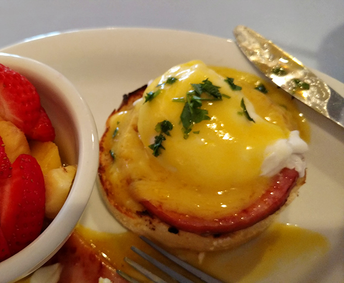 Behold the crown jewel: eggs Benedict so perfect it could make a food critic weep tears of joy.