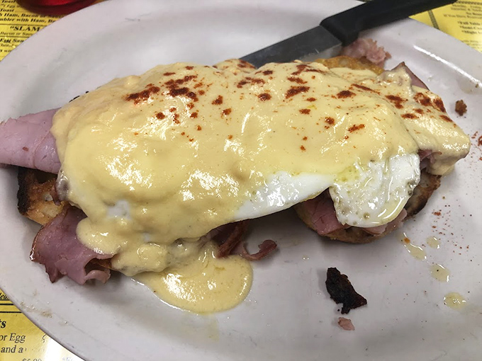 Behold the Eggs Benedict that's causing traffic jams on I-94 &ndash; perfectly poached perfection drowning in golden hollandaise.