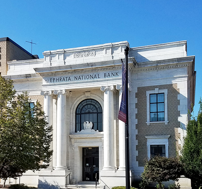 The Ephrata National Bank building isn't just handling deposits&mdash;it's making a grand architectural statement that would make any Roman proud.