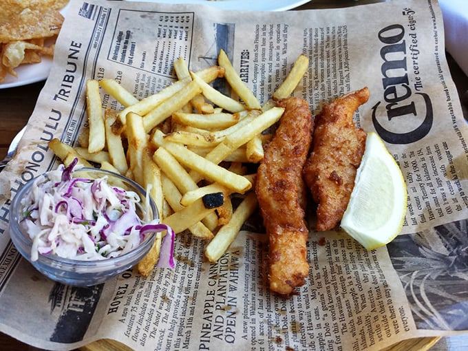 Fish and chips that would make a British pub jealous. That perfect crunch gives way to flaky white fish&mdash;a maritime miracle wrapped in golden batter.