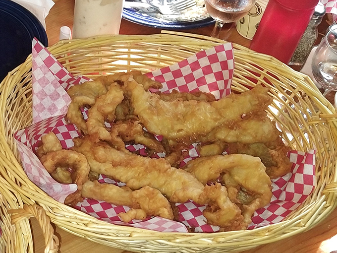 Golden-fried perfection in a wicker basket&mdash;these fish fillets have the kind of crunch that makes conversation stop mid-sentence.