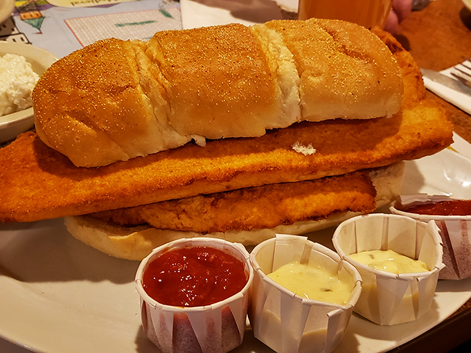 Behold the mythical fish sandwich in its natural habitat&mdash;bread struggling valiantly to contain fish that's determined to make a grand entrance.