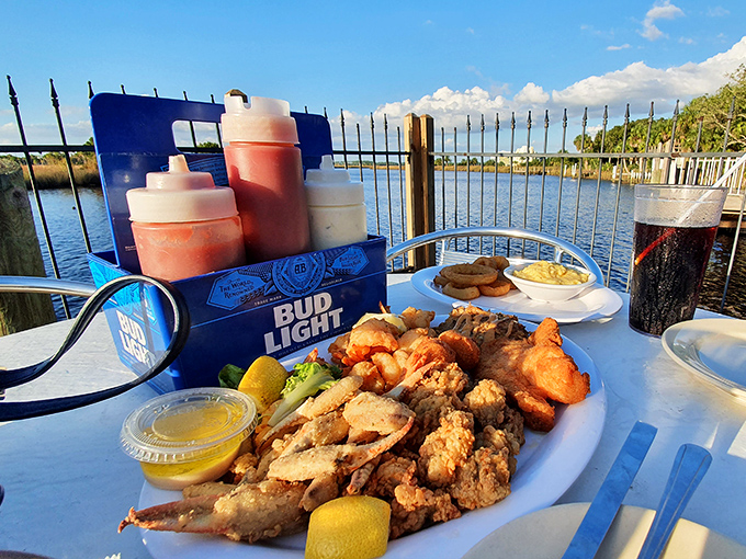 Waterfront dining with a fisherman&rsquo;s platter that answers the eternal question: why choose just one type of seafood when you can have them all?