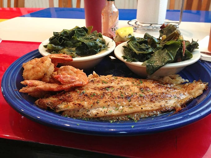 This flounder arrives dressed for success, proving that sometimes the simplest preparations yield the most spectacular results.