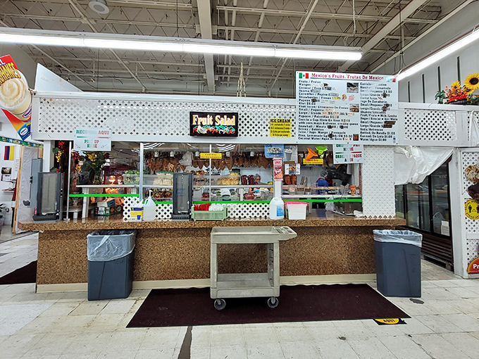 Fresh fruit and snacks fuel serious shopping expeditions through this maze of magnificent merchandise deals.