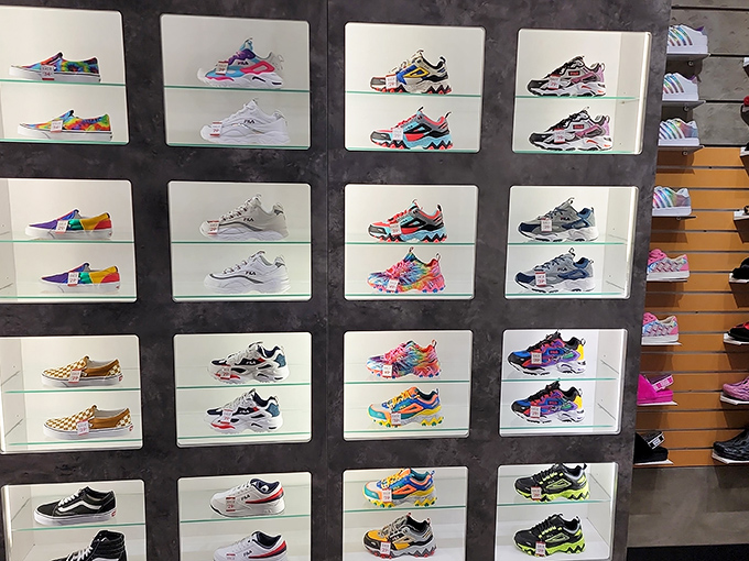 Sneaker museum or fashion time capsule? These vibrant kicks arranged like fine art prove that footwear has become the canvas of our era.