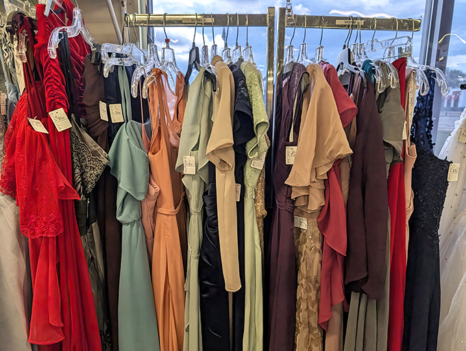 The formal wear section offers elegant options at fraction-of-retail prices&mdash;perfect for special occasions without the special occasion budget.