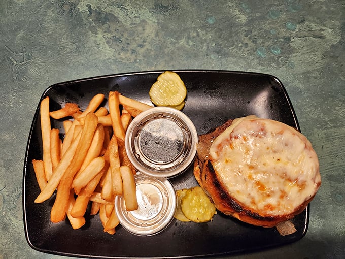 Behold the legendary French Onion Burger in all its glory&mdash;where caramelized onions and melted Swiss create a symphony that Mozart would have ordered.