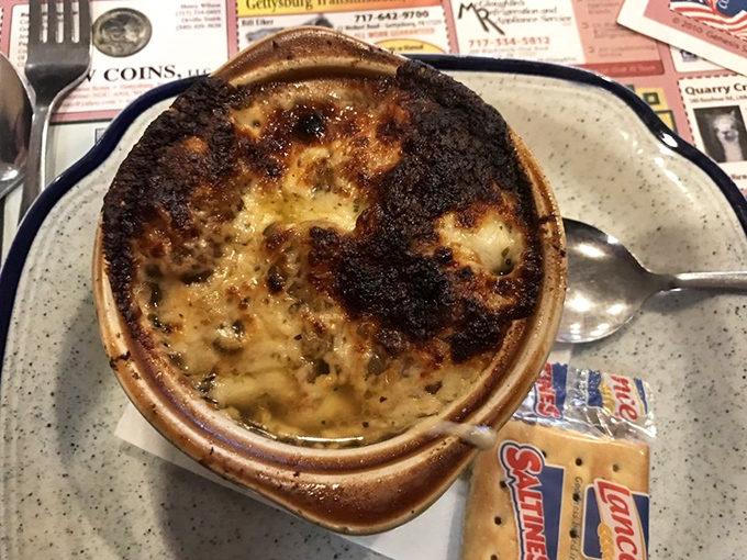 The legendary French onion soup in all its glory &ndash; that cheese pull could win Olympic medals. A bubbling cauldron of savory satisfaction worth crossing county lines for.