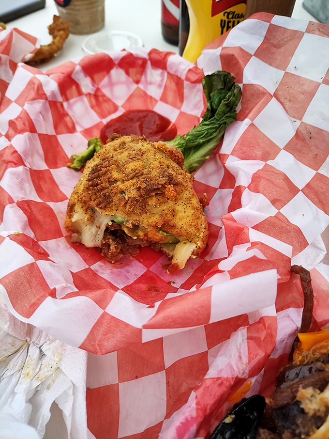 The legendary fried avocado &ndash; crispy golden exterior giving way to buttery green goodness. Like finding treasure wrapped in a crunchy envelope.