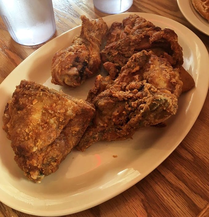 Golden-brown perfection that makes other fried chicken look like it's not even trying. That crunch could wake the neighbors.