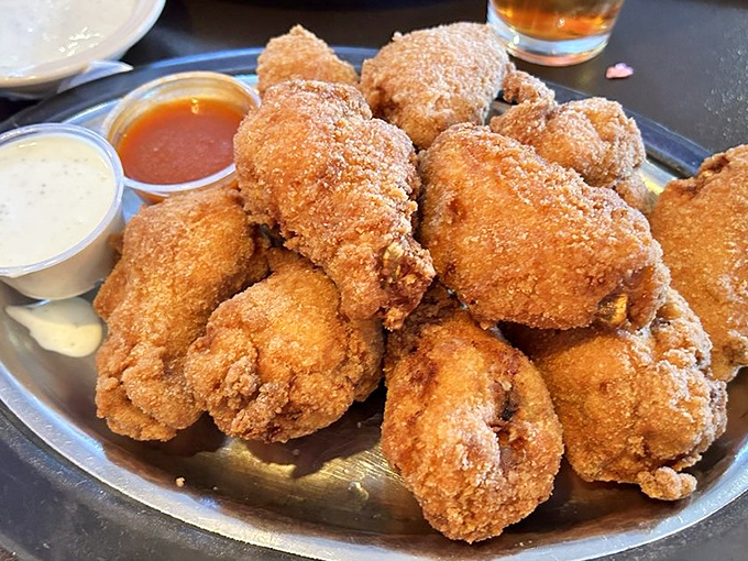 Golden-brown perfection that makes you want to write poetry. This fried chicken doesn't just speak to your stomach—it serenades your soul.