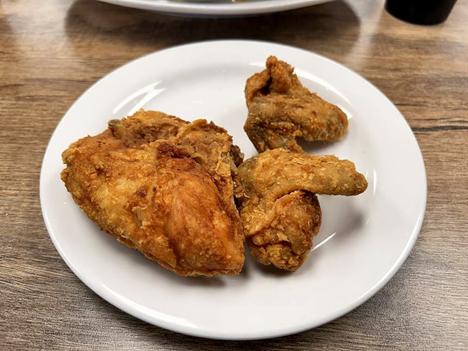 Golden-brown perfection that makes Colonel Sanders look like an amateur. This fried chicken doesn't need fancy packaging&mdash;just your undivided attention.
