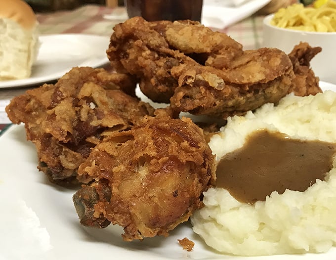 This fried chicken doesn't just set the bar&mdash;it is the bar. Crispy, juicy perfection alongside mashed potatoes cradling a gravy lake worth diving into.
