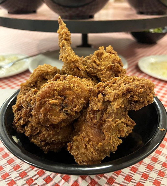 Golden perfection achieved: crispy coating that crunches like autumn leaves, tender meat that melts hearts.