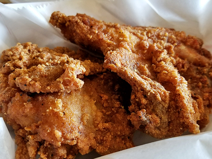 Golden-brown perfection that makes time stand still. This isn't just fried chicken&mdash;it's edible poetry with a crunch that echoes through Western Pennsylvania.