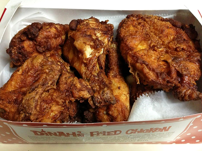 Behold, the star of the show: golden-brown fried chicken that makes that perfect crackling sound when you bite into it.