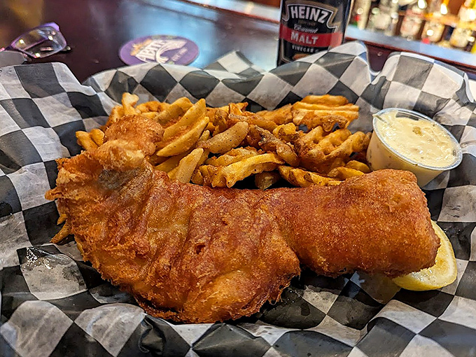 Behold the star of the show&mdash;golden-battered cod that breaks apart in delicate flakes, paired with crispy fries and house-made tartar sauce.