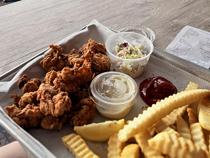 Golden-fried treasures from the deep paired with crispy fries. This isn't just lunch; it's what vacation memories are made of.