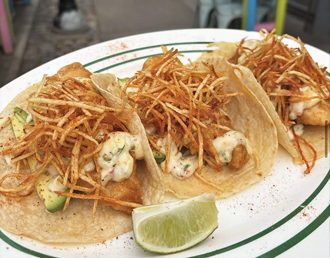 These shrimp tacos aren't just topped with crispy straws&mdash;they're wearing little flavor hats that add the perfect crunch to each heavenly bite.