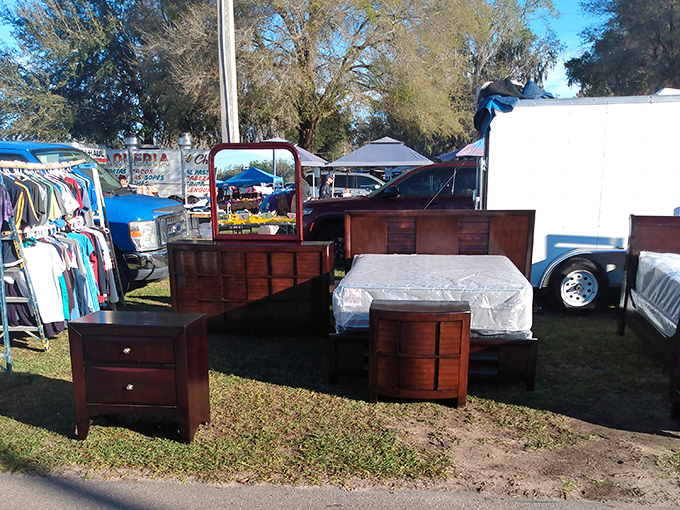 Bedroom sets that tell stories waiting for new chapters. That dresser might have witnessed the moon landing, but it's ready for your midnight snack raids.