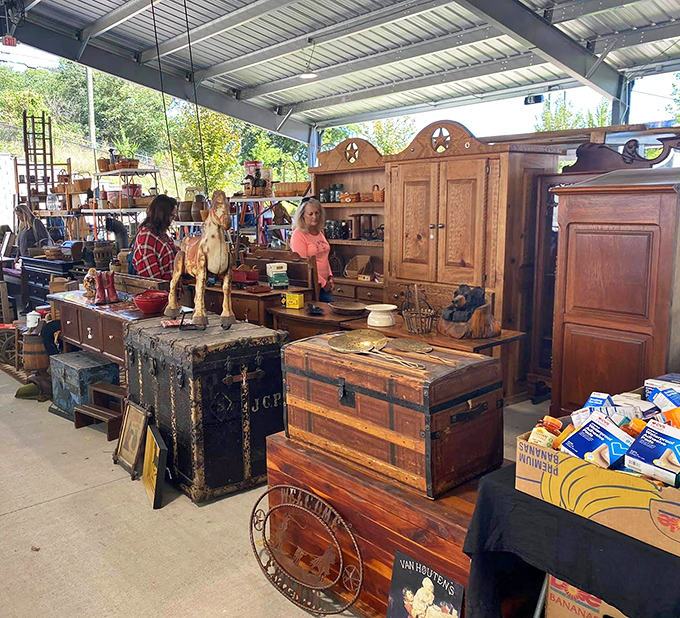 Antique trunks and wooden furniture tell silent stories of bygone eras – each scratch and dent adding character that IKEA simply can't replicate.
