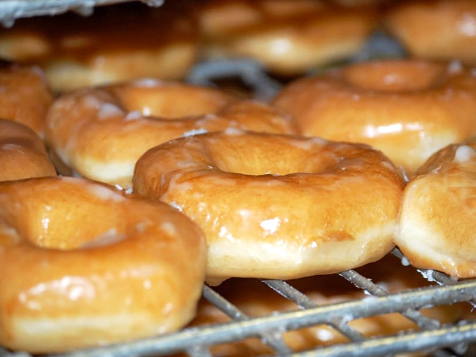 Fresh glazed donuts glistening under the bakery lights. That perfect sheen isn't just for show&mdash;it's nature's way of saying "eat me immediately."