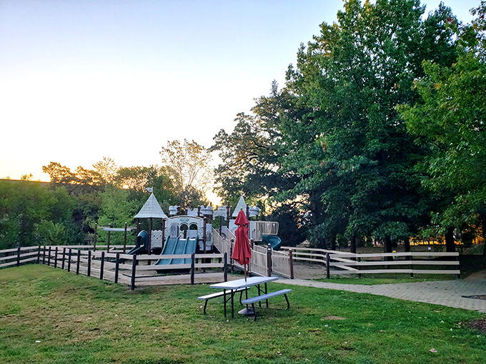 Every small town needs a good playground, and this one delivers childhood joy with a side of parental bench-sitting opportunities.