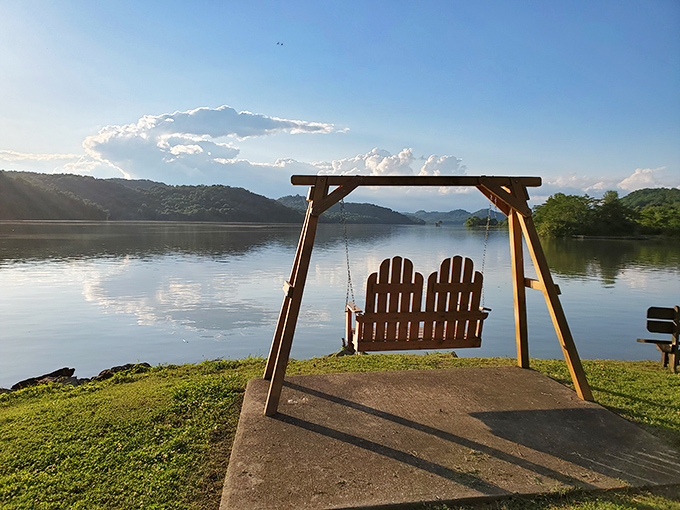 The porch swing view at Cordell Hull Lake offers nature's version of meditation &ndash; no app required, just breathtaking Tennessee scenery.